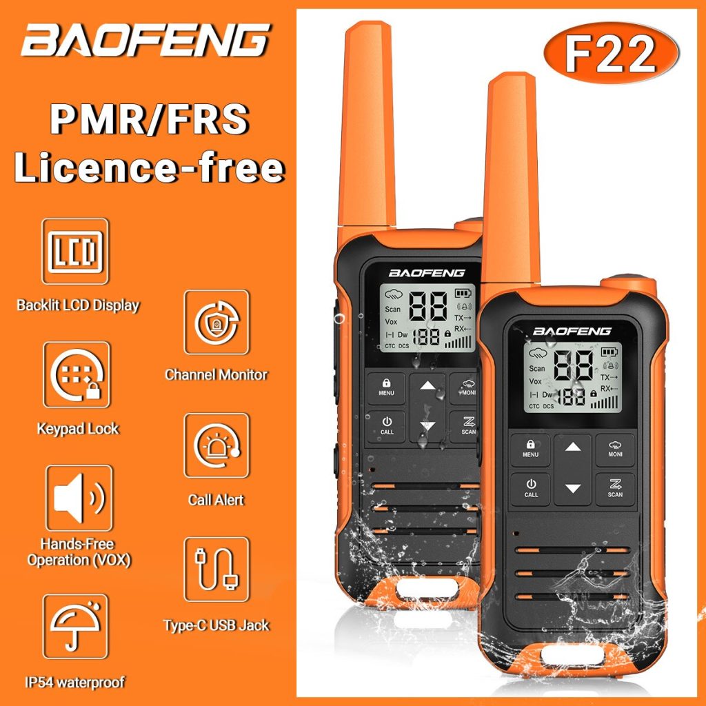 2pcs Baofeng F22 Mini Walkie Talkie PMR446 FRS Long Range Portable Two ...