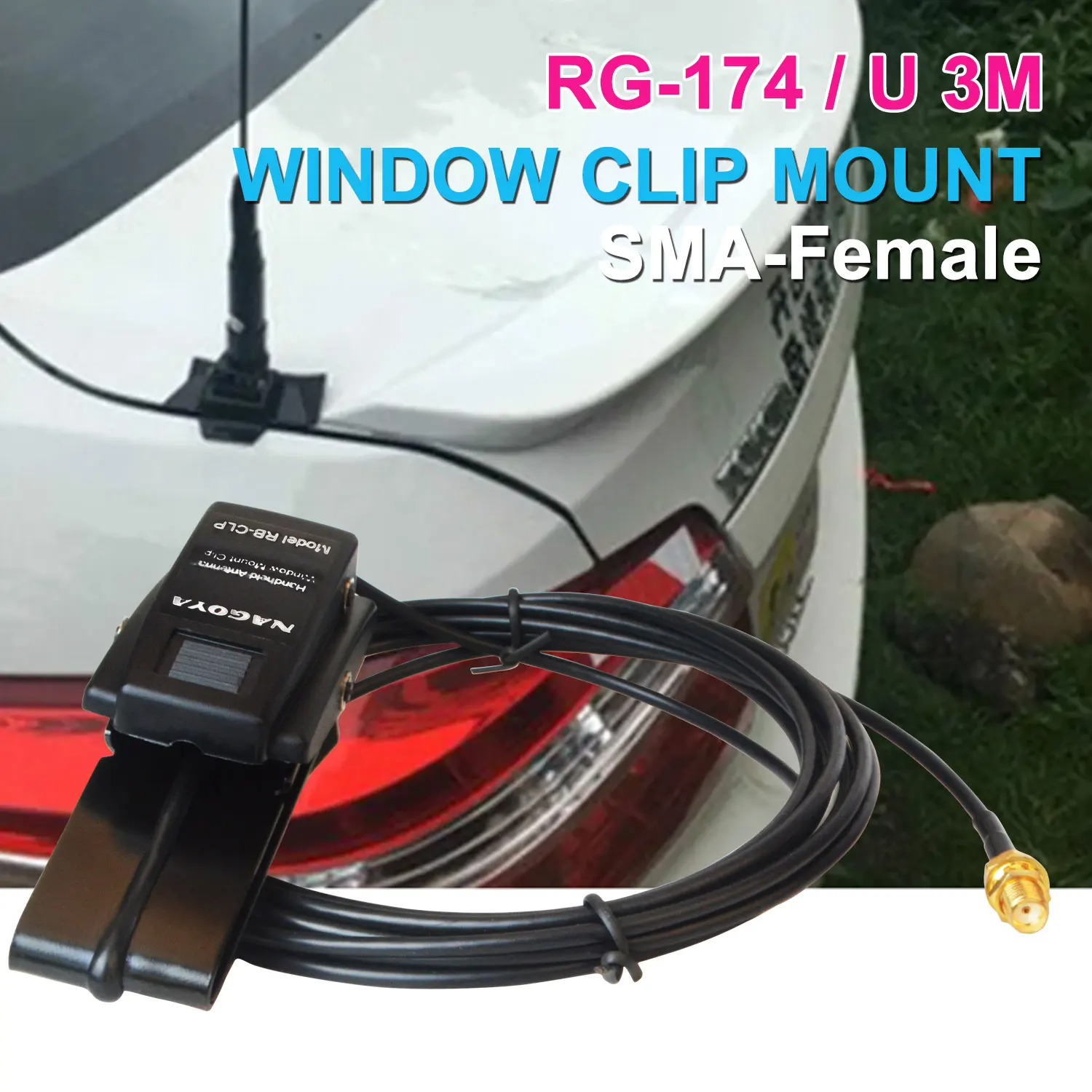Nagoya 3M RG-174U Cable Window Clip Mount Antenna Mounting Bracket RB ...